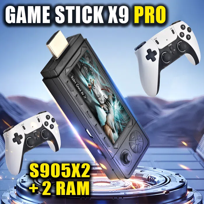 Game Stick X9 com s905x2 + 2 RAM + SD 128GB - Emuelec 4.6